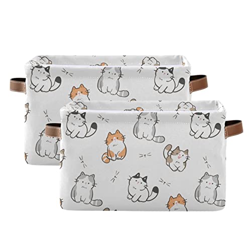 MNSRUU Storage Basket Cartoon Cat Collapsible Clothes Toys Organizer Basket with Handles for Shelves Clothes Closet, Waterproof Nursery Storage Bin, 1 Pack