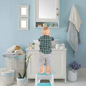 Dreambaby Toddler & Me 2 Step Stool - Designed for Kids & Adults - Holds up to 300lbs Maximum Weight Capacity - 10.5inch Tall & 15.4inch Wide - with Anti Slip Base Pads - Aqua - Model L6070