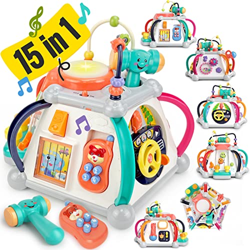 Toys for 1 Year Old Boy Birthday Gift, 15-in-1 Activity Cube Toys for 1 + Year Old Boy Baby Toys 6 to 12 Months One Year Old Boy Birthday Gift 1 Year Old Infant Toys 6 Month Old Baby Toys 12-18 Months