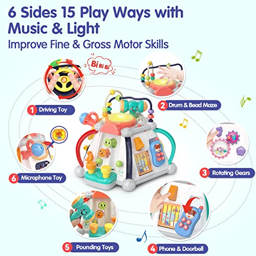 Toys for 1 Year Old Boy Birthday Gift, 15-in-1 Activity Cube Toys for 1 + Year Old Boy Baby Toys 6 to 12 Months One Year Old Boy Birthday Gift 1 Year Old Infant Toys 6 Month Old Baby Toys 12-18 Months