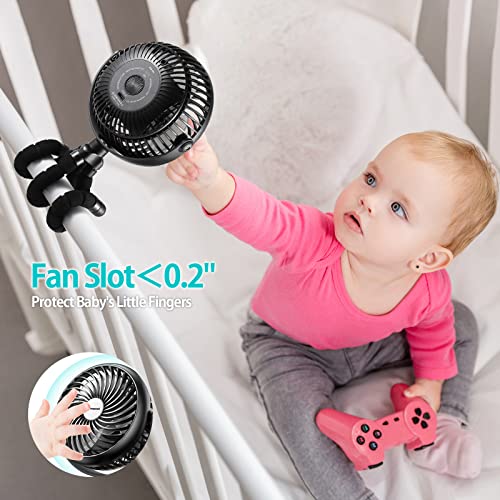 AMACOOL Baby Stroller Fan 20H Work Time Battery Powered Clip on Fan with Flexible Tripod for Car Seat Crib Bike Treadmill Umbrella Wheelchairs