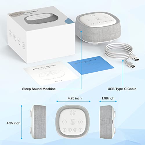 White Noise Machine for Baby Kids Adults, Rechargeable Sound Machine Sleep Therapy with 28 Natural Soothing Sounds, Auto-off Timer & Volume Control, Portable White Noise Machine for Home Office Travel