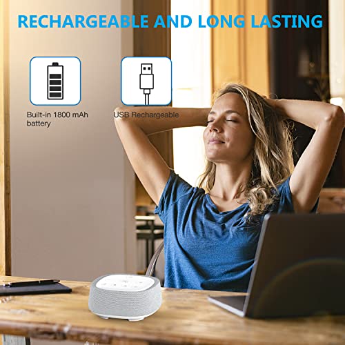 White Noise Machine for Baby Kids Adults, Rechargeable Sound Machine Sleep Therapy with 28 Natural Soothing Sounds, Auto-off Timer & Volume Control, Portable White Noise Machine for Home Office Travel