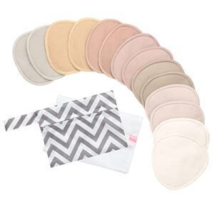 14-pack organic nursing pads - washable breast pads for breastfeeding, nursing bra nipple pads for breastfeeding, pumping bra reusable breast pads, maternity breastfeeding bra pads (neutrals, l 4.8")