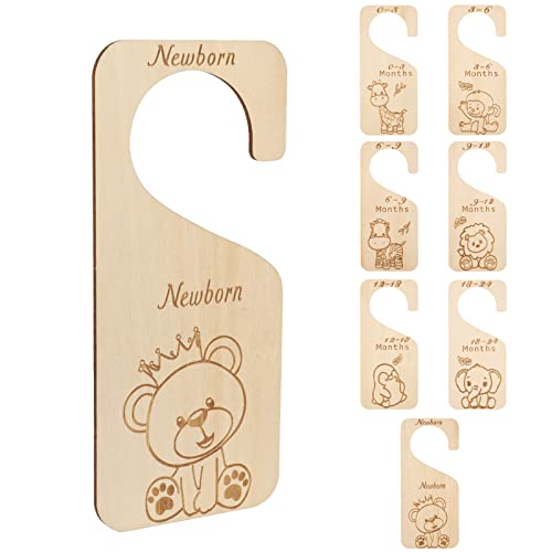 BOWINR Wooden Baby Closet Dividers Set of 7 Baby Clothes Organizer Baby Double-Sided Closet Organizer Cute Woodland Animal Theme Nursery Decor Neutral from Newborn to 24 Months