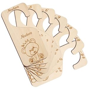 BOWINR Wooden Baby Closet Dividers Set of 7 Baby Clothes Organizer Baby Double-Sided Closet Organizer Cute Woodland Animal Theme Nursery Decor Neutral from Newborn to 24 Months