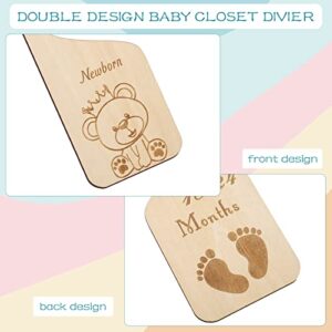 BOWINR Wooden Baby Closet Dividers Set of 7 Baby Clothes Organizer Baby Double-Sided Closet Organizer Cute Woodland Animal Theme Nursery Decor Neutral from Newborn to 24 Months