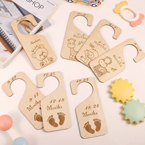 BOWINR Wooden Baby Closet Dividers Set of 7 Baby Clothes Organizer Baby Double-Sided Closet Organizer Cute Woodland Animal Theme Nursery Decor Neutral from Newborn to 24 Months