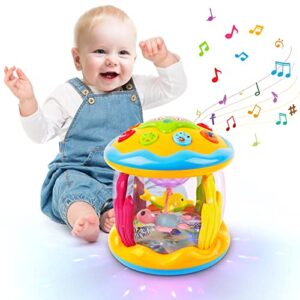 m sanmersen baby toys 6 to 12 months - ocean projector light up musical for 12-18 crawling learning tummy time 1 2 3 year old infant boys girls gifts