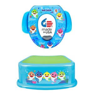 pinkfong baby shark 2 piece essential potty training set - soft cushion, baby potty training, safe, easy to clean, step stool