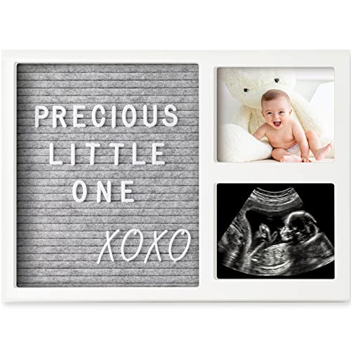 Baby Picture Frame, Ultrasound Picture Frames with Felt Letterboard - Baby Photo Frame, Sonogram Picture Frame,Baby Keepsake, Sonogram Picture Frame, Baby Photo Frame, Baby Shower Gifts (Alpine White)