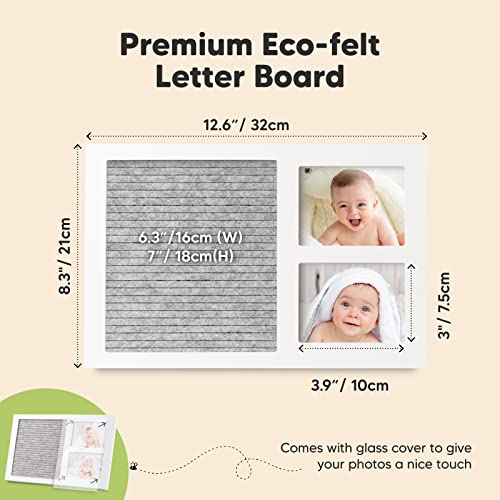 Baby Picture Frame, Ultrasound Picture Frames with Felt Letterboard - Baby Photo Frame, Sonogram Picture Frame,Baby Keepsake, Sonogram Picture Frame, Baby Photo Frame, Baby Shower Gifts (Alpine White)