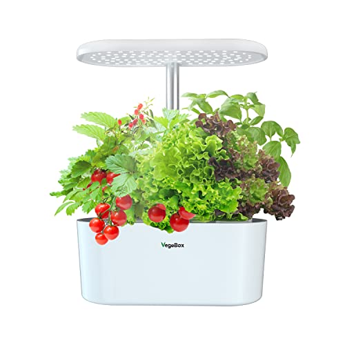 Vegebox Hydroponics Growing System, Indoor Herbs Kitchen Garden with Full Spectrum LED Grow Light, Plants Germination Kit 11 pods with Automatic Timer, Adjustable Height Up 14 inch to for Home