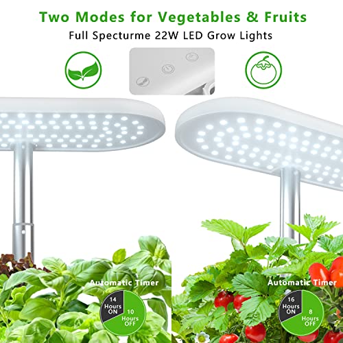 Vegebox Hydroponics Growing System, Indoor Herbs Kitchen Garden with Full Spectrum LED Grow Light, Plants Germination Kit 11 pods with Automatic Timer, Adjustable Height Up 14 inch to for Home