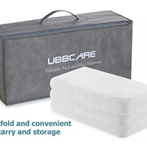 UBBCARE Waterproof Pack and Play Mattress, Portable Crib Mattress for Babies and Toddlers, Memory Foam 38 X 26 X 3 Inches Dual Sided Mattress, Washable Cover & Storage Bag