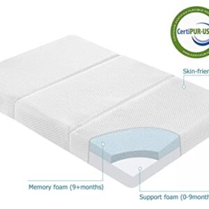 UBBCARE Waterproof Pack and Play Mattress, Portable Crib Mattress for Babies and Toddlers, Memory Foam 38 X 26 X 3 Inches Dual Sided Mattress, Washable Cover & Storage Bag