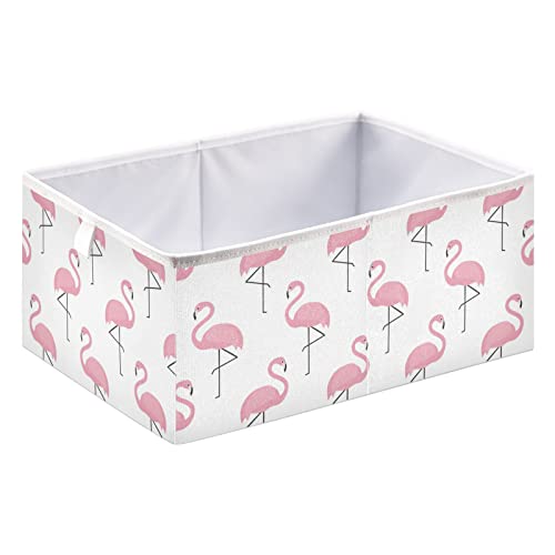 Flamingo Cube Storage Bin Collapsible Storage Bins Waterproof Toy Basket for Cube Organizer Bins for Nursery Toys Kids Books Closet Shelf Office - 15.75x10.63x6.96 in