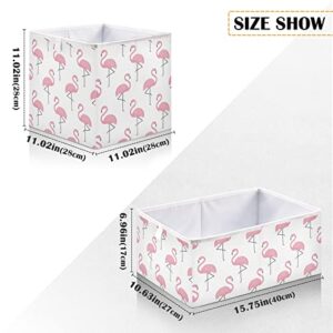 Flamingo Cube Storage Bin Collapsible Storage Bins Waterproof Toy Basket for Cube Organizer Bins for Nursery Toys Kids Books Closet Shelf Office - 15.75x10.63x6.96 in