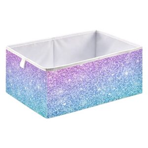 Pink Blue Glitter Cube Storage Bin Collapsible Storage Bins Waterproof Toy Basket for Cube Organizer Bins for Toys Nursery Kids Closet Book Bathroom Office - 11.02x11.02x11.02 in