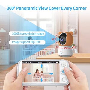 KAWA Baby Monitor, 2K QHD 5'' Video Baby Monitor with Camera and Audio, No WiFi, Night Vision, Video Recording & Playback, Split Screen, 2-Way Talk, Temp Sensor, 4000mAh, 4X Zoom, 1000ft Range S7