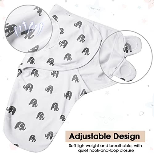 6 Pcs Baby Swaddle Blanket Adjustable Infant Sleep Sack Wrap Gray Newborn Swaddle Elephant Stripe Star Cloud Baby Swaddle Wrap for Boys Girls Sleep, 0-3 Month