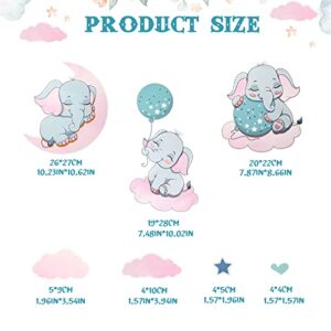 Glow in The Dark Elephant Wall Decals Stickers Dream Big Little One Pink Moon Grey Stars Wall Decal for Girls Bedroom Kids Nursery Room Living Room Bedroom Home Decor