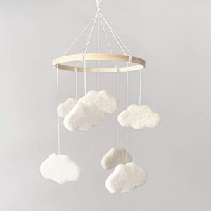 Baby Mobile for Crib - Boho Crib Mobile - Felt Cloud Mobile - Gender Neutral Baby Mobile - Boho Nursery Decor - Crib Mobile for Girls, Boys - Mobile for Bassinet, Pack N Play - Cloud