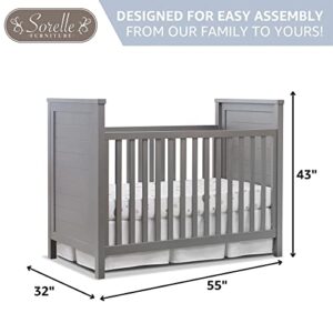 Sorelle Furniture Farmhouse Classic Crib 3-in-1 Convertible Crib, Made of Solid Pine Wood Non-Toxic Finish, Wooden Baby Bed, Toddler Bed and Child’s Daybed, Nursery Furniture-Weathered Gray