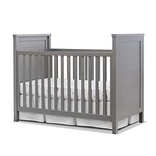 Sorelle Furniture Farmhouse Classic Crib 3-in-1 Convertible Crib, Made of Solid Pine Wood Non-Toxic Finish, Wooden Baby Bed, Toddler Bed and Child’s Daybed, Nursery Furniture-Weathered Gray