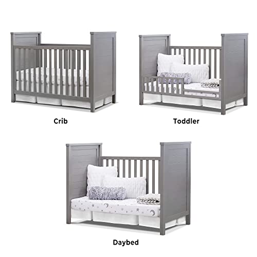 Sorelle Furniture Farmhouse Classic Crib 3-in-1 Convertible Crib, Made of Solid Pine Wood Non-Toxic Finish, Wooden Baby Bed, Toddler Bed and Child’s Daybed, Nursery Furniture-Weathered Gray