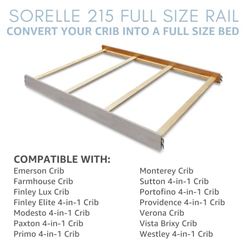 Sorelle 215 Full Size Solid Wood Bed Rail & Crib Conversion Kit | Universal & Timeless Style | Weathered Gray | 59"x31", Converts Crib to Full Size Bed