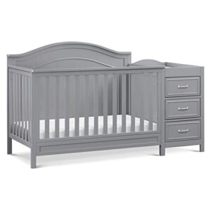 davinci charlie 4-in-1 convertible crib and changer combo in grey