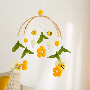 baby crib mobile for boys girls/bees nursery mobile/nursery cot mobile/gender neutral felt ball mobile/ceiling mobile