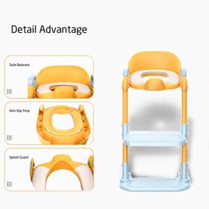 Potty Training Toilet Seat with Height Adjustable Ladder for Kids Toddlers Girls (Orange)