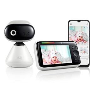 motorola baby monitor pip1500 connect - 5" wifi video baby monitor with camera, wall mount, hd 1080p - smart phone nursery app, 1000ft range, 2-way audio, digital pan-tilt-zoom, room temp, lullabies