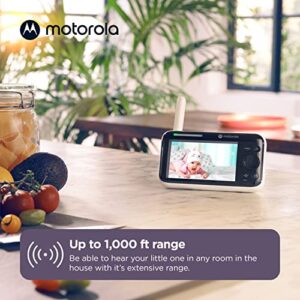 Motorola Baby Monitor PIP1500 Connect - 5" WiFi Video Baby Monitor with Camera, Wall Mount, HD 1080p - Smart Phone Nursery App, 1000ft Range, 2-Way Audio, Digital Pan-Tilt-Zoom, Room Temp, Lullabies