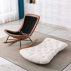 ZETZU Upholstered Rocking Chair Comfy Oversized Glider Rocker for Nursery and Bedroom Lounge Reading Napping, Beige Cushioned, 40D x 32.3W x 34.2H in