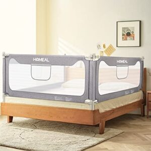 homeal toddlers bed rail for full bed, bed rails for toddler, baby kids bed guard rail, bed safety rail for children, bed rail fits full and queen size mattress(grey, for full bed, 3 pack)