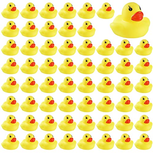 60PCS Rubber Ducks Bath Toys Mini Ducks Float and Fun Squeak for Baby Kids Bath Toy Shower Decorations Birthday Party Carnival Game Gift