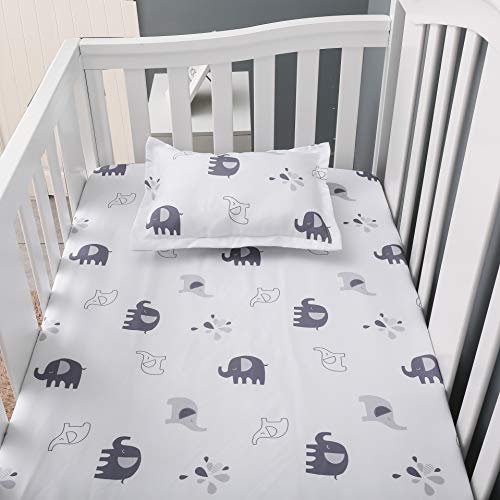 Geapul 4PCS Nursery Baby Crib Bedding Set for Boys Girls Crib Quilt,Crib Sheet,Toddler Pillowcase,Wall Decals Soft Nursery Bedding Set for Baby Bed