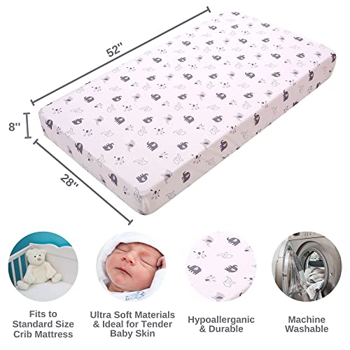 Geapul 4PCS Nursery Baby Crib Bedding Set for Boys Girls Crib Quilt,Crib Sheet,Toddler Pillowcase,Wall Decals Soft Nursery Bedding Set for Baby Bed