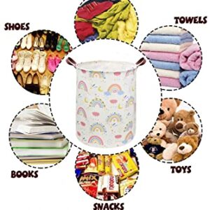 ESSME Rainbow laundry basket,Collapsible Kids Laundry Hamper with Waterproof PE Coating,Girls Hamper Nursery Hamper for Girls Room Decor,Toy storage,Gift Basket.(Rainbow)