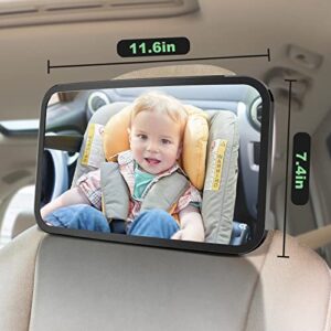 Baby Car Mirror Rear Facing Car Seat Mirrors Baby Car Monitor with Wide Crystal Clear View, Shatterproof, Easy Assembled, Easily Observe the Baby Move