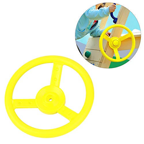 Steering Wheel, Plastic Outdoor Kids Steering Wheel Attachment,Playground Swing Set for Kids Outdoor Playhouse, Treehouse, Backyard Playset Or Swingset (Yellow), Steering Wheel, Plastic Outdoor