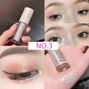 Aolailiya 5pcs Liquid Glitter Eyeshadow Set, Sparkling Metallic High Pigmented Glitter Eye Shadow Korean Makeup, Long Lasting, Quick Drying, Loose Glitter Glue for Eye Crystals Makeup