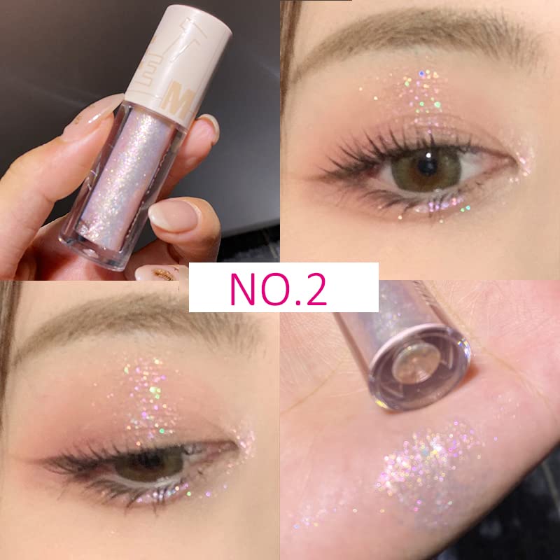 Aolailiya 5pcs Liquid Glitter Eyeshadow Set, Sparkling Metallic High Pigmented Glitter Eye Shadow Korean Makeup, Long Lasting, Quick Drying, Loose Glitter Glue for Eye Crystals Makeup