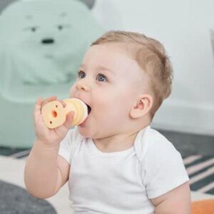 Smily Mia Freezer Teether for Babies 12-18Months,Freezable Ice Cream Toy for 6-12Months Babies,Cold Water Soother for 3-6Months for Teething Pian Relief,Cream White