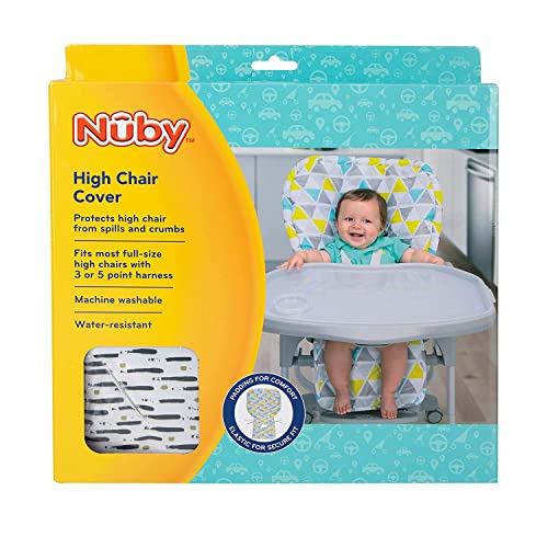 Nuby High Chair Cover Protecting from Spills and Crumbs, Water Resistant, Brush Strokes Print