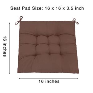 ELFJOY Chair Pad Seat Cushion Set with Back Cushion for Indoor Dining Chair Office Chair Desk Chair (Coffee) 17x17inch+17x21inch