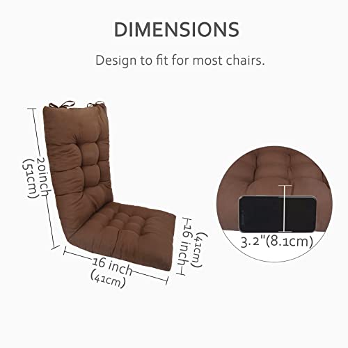 ELFJOY Chair Pad Seat Cushion Set with Back Cushion for Indoor Dining Chair Office Chair Desk Chair (Coffee) 17x17inch+17x21inch